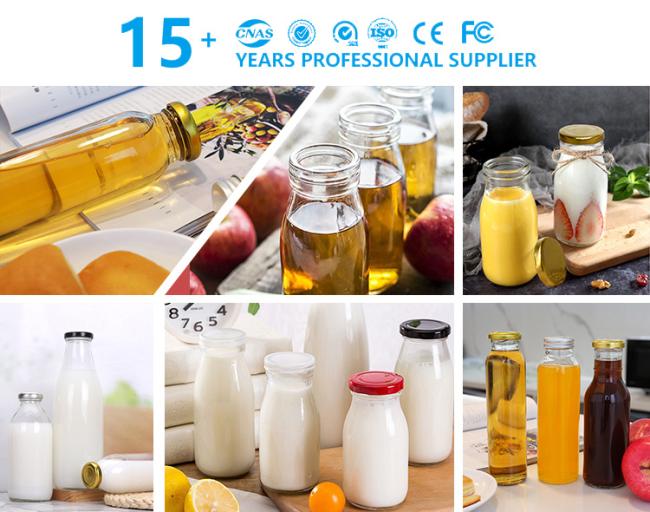 Hot Sale 300ml 350ml Transparent Soft Drink Glass Bottle with Metal Lid