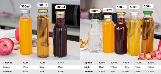 Hot Sale 300ml 350ml Transparent Soft Drink Glass Bottle with Metal Lid