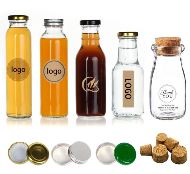 Hot Sale 300ml 350ml Transparent Soft Drink Glass Bottle with Metal Lid