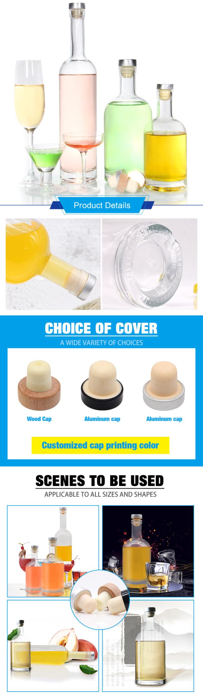 Custom Printed 375ml 500ml 750ml Flint Glass Vodka Bottle with Stopper
