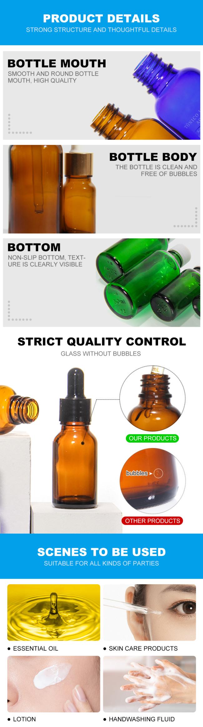 Factory Wholesale Essential Oil Bottle 15ml20ml30ml Dropper Bottle Cosmetic Sub-Packing Glass Bottle