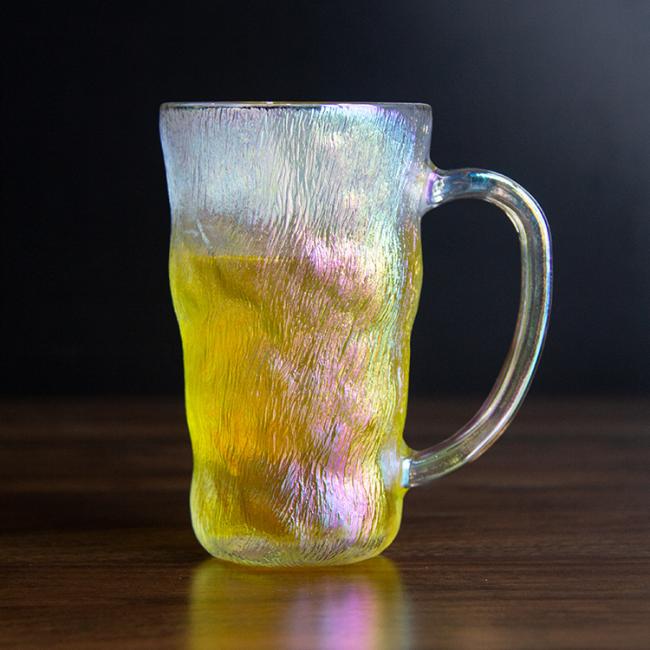 300ml Glacier Series Color Glass Mugs with Handle Water Milk Coffee Glass Cup