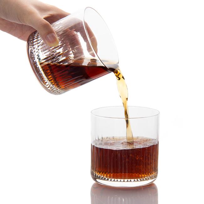 Free Sample Rotatable Wine Glasses Old Fashioned Whisky Glasses Tumbler Rocks Bar Glass for Drinking Bourbon