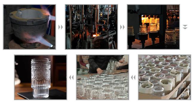 Factory Direct Retro Embossed Coffee Crystal Clear Glass Cup