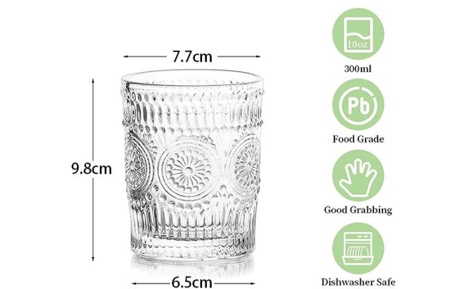 Embossed Crystal Sun Flower Shape Coffee Water Glasses