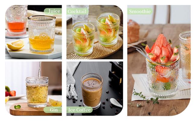 Embossed Crystal Sun Flower Shape Coffee Water Glasses