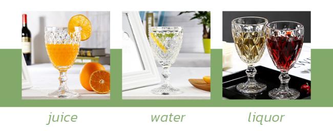 Glassware Glass Cup Copas De crystal Colored Vintage Embossed Water Grey Goblet Wine Glasses
