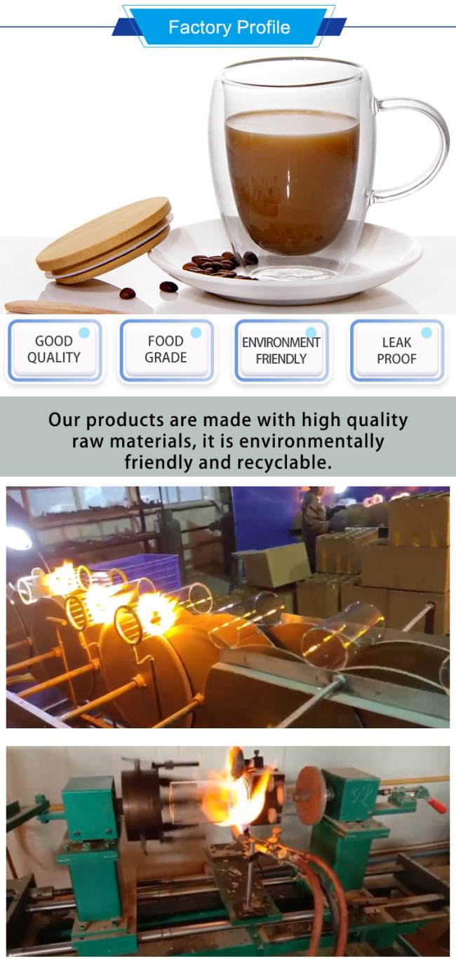 High Quality 350ml Coffee Cup Glass Tea Cup with Bamboo Cover