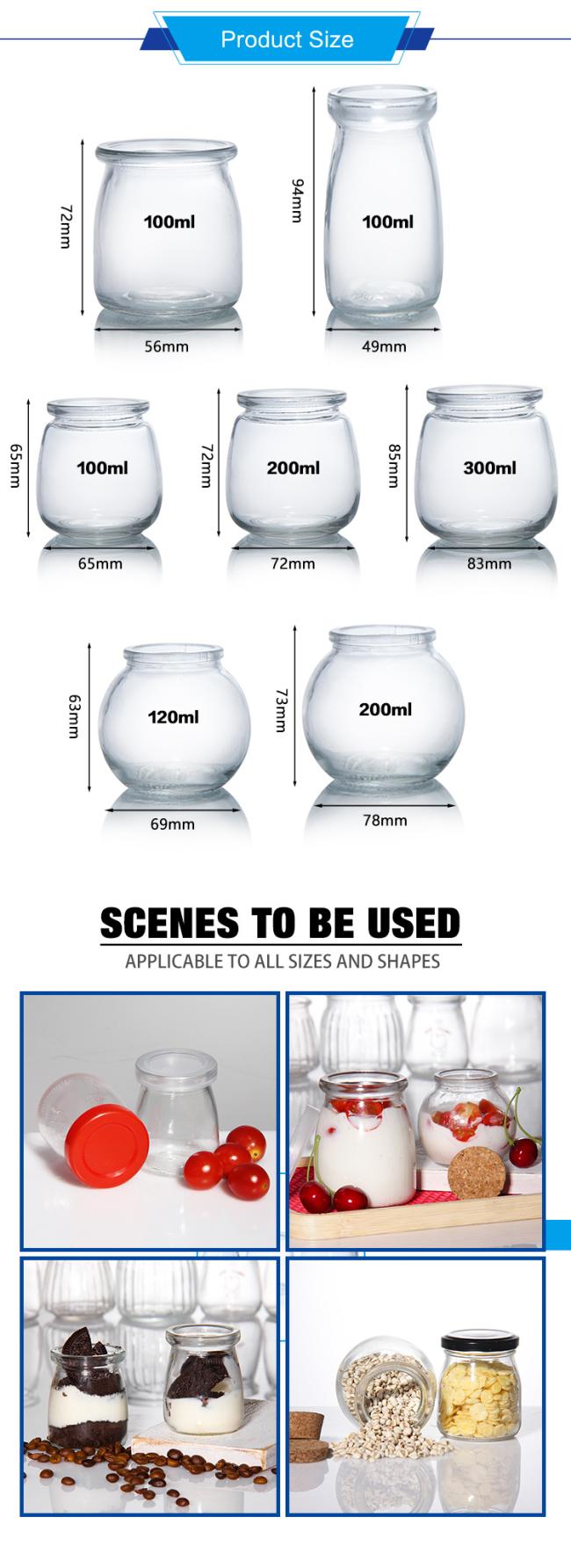 Recycled 7oz 200ml Clear Glass Pudding Cheese Jar with Plastic Pudding Lid
