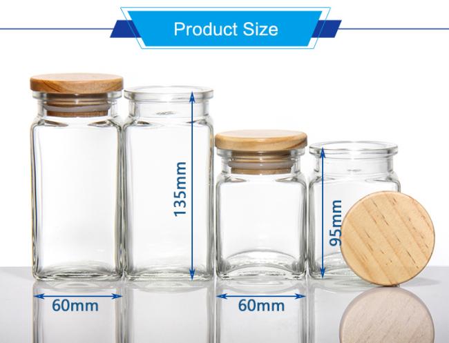 Empty Pudding &amp; Honey Square Glass Jar with Cork Stopper