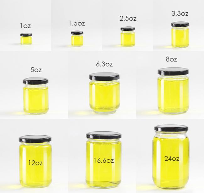 Top Grade Honey 1000ml 500ml Glass Spices Round Jar with Metal Lid