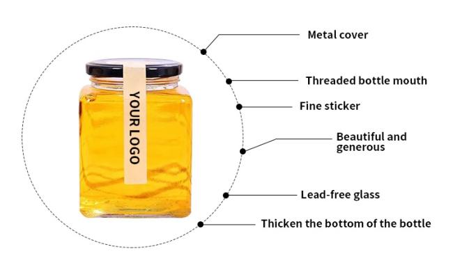Glass Jars with Lids 50ml 80ml 100ml 150ml 200ml 280ml 500m 730ml Square Glass Jars with Black Metal Lids for Storage Food Honey