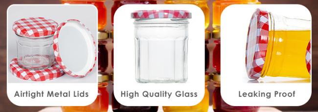 Food Grade 120 Ml 240 Ml 300 Ml Square Glass Jar Jam Jars with Metal Lid