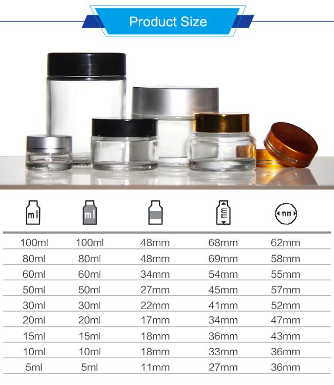 30g/1oz Amber Frosted Glass Jar Cosmetic Cream Bottle Lotion Jar with Black Plastic Lid and White Liner