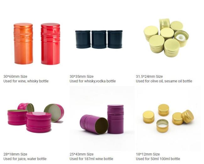 Free Sample 18mm 25mm 28mm Aluminum Ropp Cap for Wine Glass Bottle