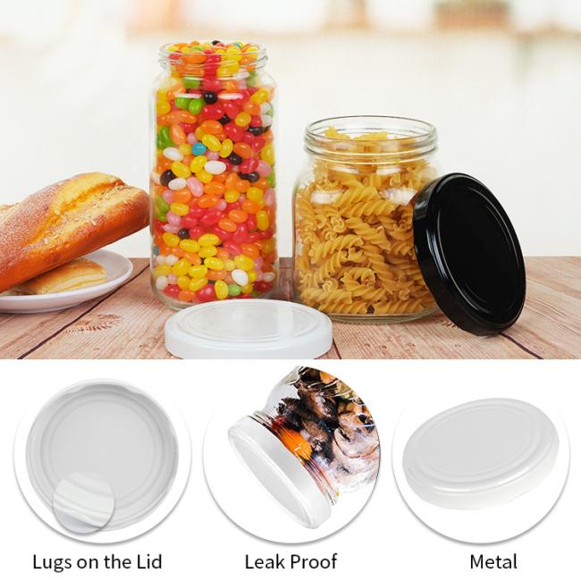 Custom Printed 113mm White Black Metal Lug Caps Metal Cap