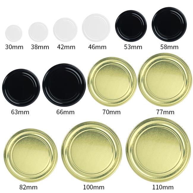 Custom Printed 113mm White Black Metal Lug Caps Metal Cap