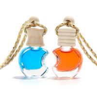 China Flat Round Hanging Glass Diffuser Bottles Car Perfume 8ml for sale