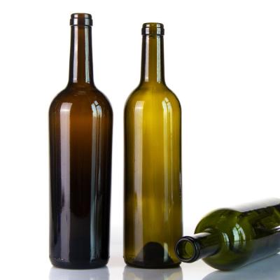China Recycled Bordeaux 750 ml Amber Green Glass Wine Flas met deksels Te koop