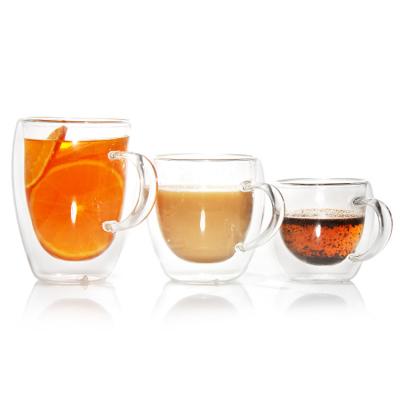 China 250ml 350ml Crystal Glass Tea Mugs For Espresso Latte Coffee Cooling for sale