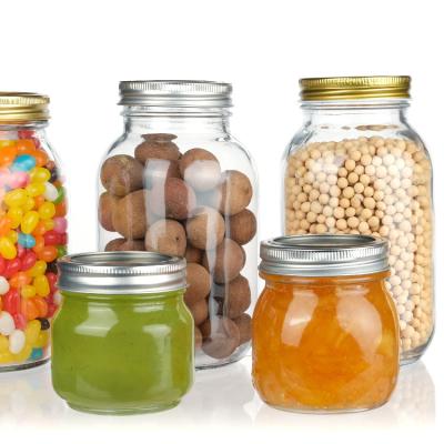 China Custom Glass Jar Wide Mouth Mason Jars 8 Oz 16 Oz Glass Jar Set for sale