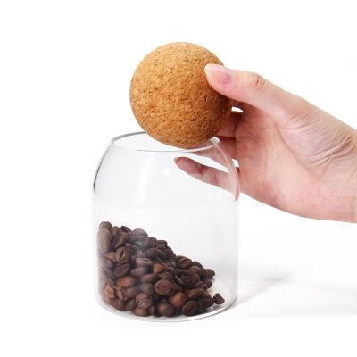 China Personalized Custom 500Ml Air Tight High Borosilicate Seal Pot With Cork Lid for sale