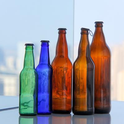 China High Quality 250ml 330ml Green Clear Beer Soda Glass Bottle with Aluminum Lid for sale