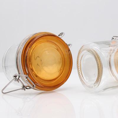 China Wholesale Glassware Clear Spice Coffee Cookie Glass Jar Glass Food Storage Jar With Seal Glass Lid for sale