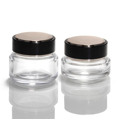 China Custom 30g 50g Frosted Glass Cosmetic Jars Facial Cream Jar Containers And Packaging for sale