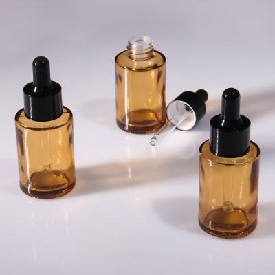 China Empty 15ml 30ml Frosted Glass Face Oil Serum Bottle Packaging Glass Pump Cosmetic Serum Oil Dropper Bottle for sale