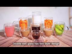 Gepersonaliseerde geïsoleerde dubbele wand glas espressokopjes 250 ml