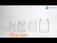 Spice Glass Jars Containers 3Oz 4Oz Rectangular Food Grade With Metal Lid