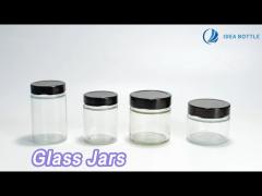 Transparent Glass Jars Containers Seal Airtight Round Small Customized For Spice