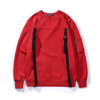 Cina Maglietta felpata surdimensionata di Crewneck del cotone nero dello spazio in bianco con Front Pocket No Hood in vendita