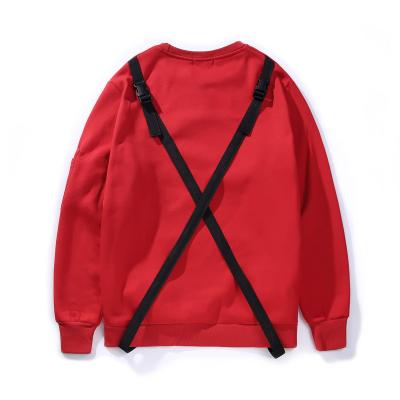 Cina Maglietta felpata surdimensionata di Crewneck del cotone nero dello spazio in bianco con Front Pocket No Hood in vendita