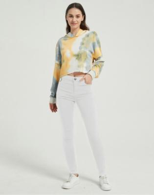 Cina 100 cime surdimensionate di maglie con cappuccio del maglione del pullover della maglietta felpata della tintura del legame della pendenza delle donne del poliestere in vendita