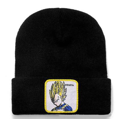 China Winter Knitted Anime Cartoon Beanies And Caps With Patch for sale