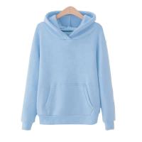 China Autumn Polyester Pullover Sweater Hoodies Solid Color Long Sleeve for sale
