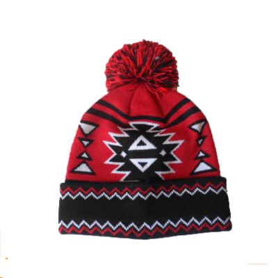 Cina 62cm hanno tricottato il jacquard Beanie Caps di Pom Beanie Hat Acrylic Cuff Knitted in vendita
