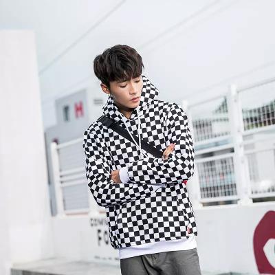 Cina Maglie con cappuccio del maglione del pullover di sublimazione del plaid degli uomini con serigrafia in vendita