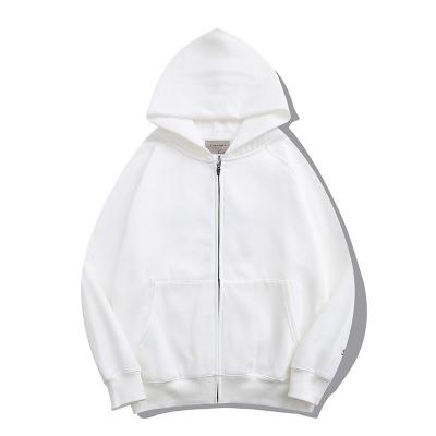 Cina Zip pieno sul cotone in bianco 100% della pianura di Brown della maglietta felpata di maglia con cappuccio surdimensionato in vendita
