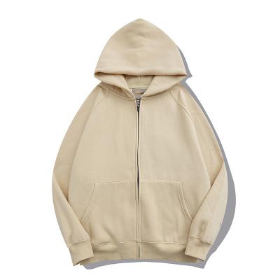 Cina Zip pieno sul cotone in bianco 100% della pianura di Brown della maglietta felpata di maglia con cappuccio surdimensionato in vendita