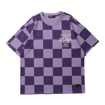 Cina Grande maglietta alta Logo Plaid Oversized Cotton su ordinazione pesante di dimensione più in vendita