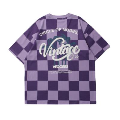 Cina Grande maglietta alta Logo Plaid Oversized Cotton su ordinazione pesante di dimensione più in vendita