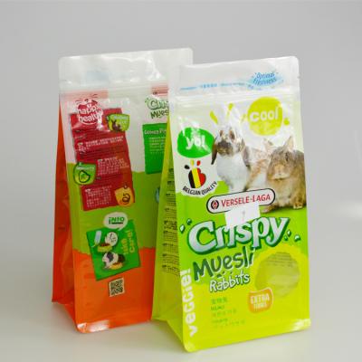 China Pet food plastic packaging aluminum foil flat bottom pouch with zipper / dog food 50 lb bag for sale