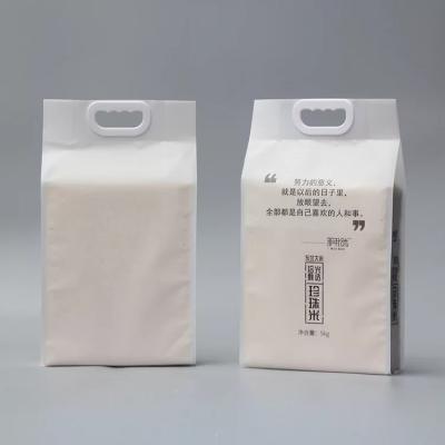 China Professional factory wholesale custom logo 5kg 10kg empty plastic rice bags with convenient handle for sale