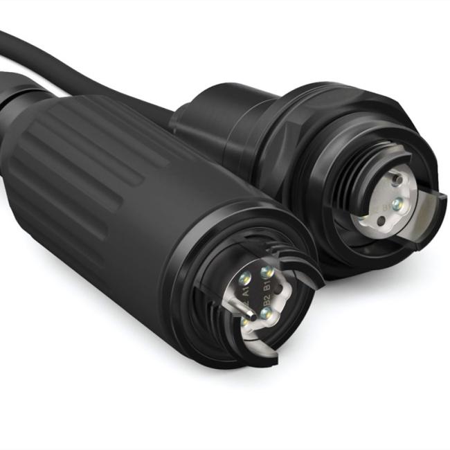 20231026180653 80948 - Tactical fiber optic cable reel with expanded beam fiber connector