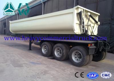 China White 3 Axles U Shape Semi Dump Trailers 34 Cbm High Side Dump Trailer for sale