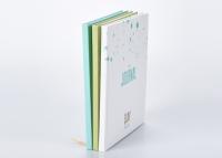 China Pretty Bound Hardcover Notebook , Art Paper Stamping Dot Grid Notebook for sale