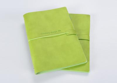 China Correias elásticas multi caderno sujeito pequeno, caderno da tampa de cartão do verde de grama à venda